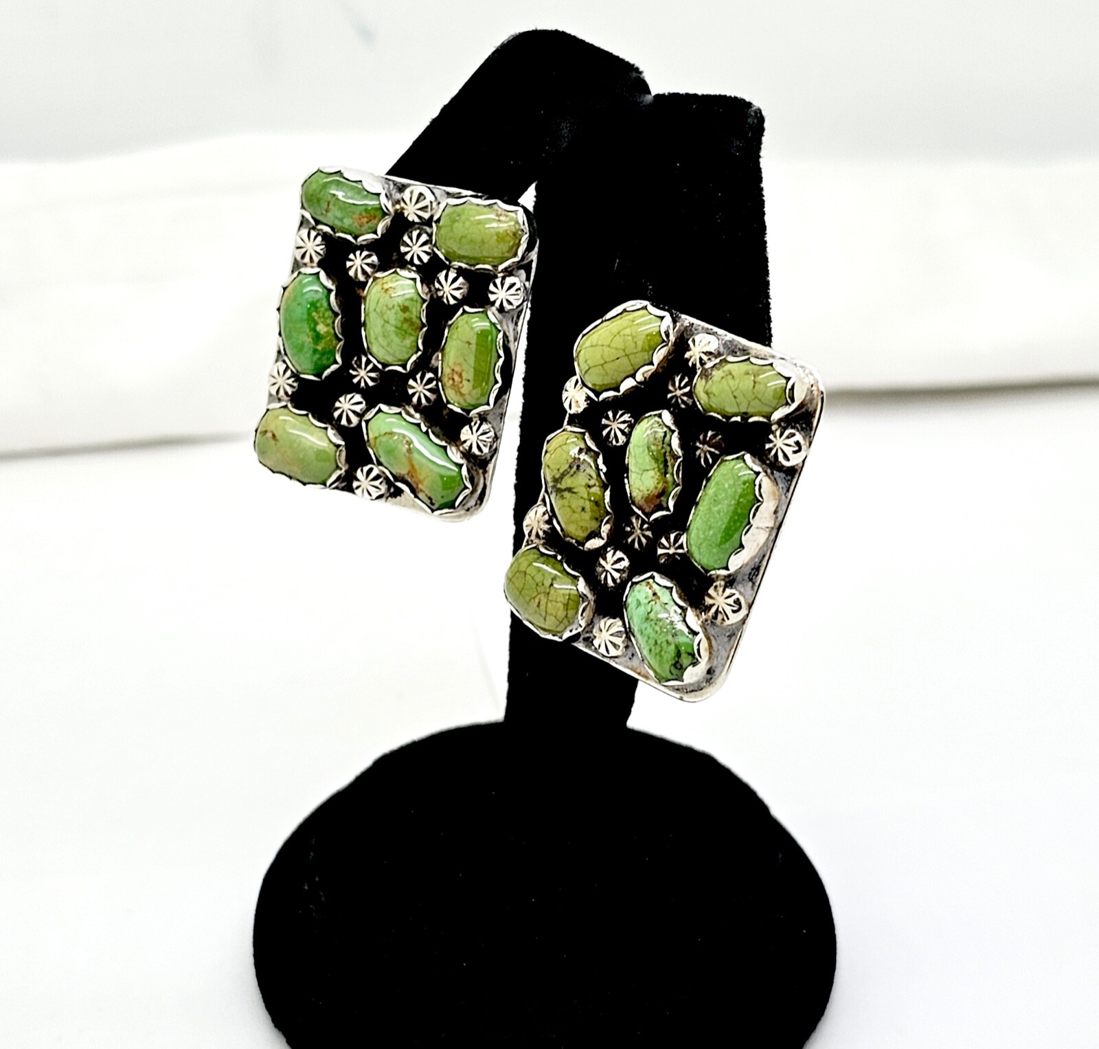 VINTAGE BENJAMIN HALEY NAVAJO STERLING SILVER GREEN T… - Gem