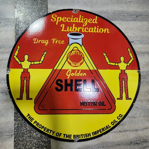 SHELL MOTOR OIL PORCELAIN ENAMEL SIGN 30 INCHES ROUND | eBay