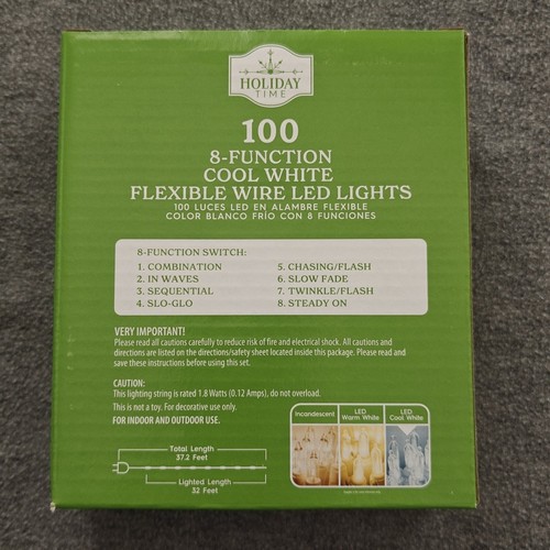 Holiday Time 8 Function Cool White Flexible Wire LED Christmas Tree ...