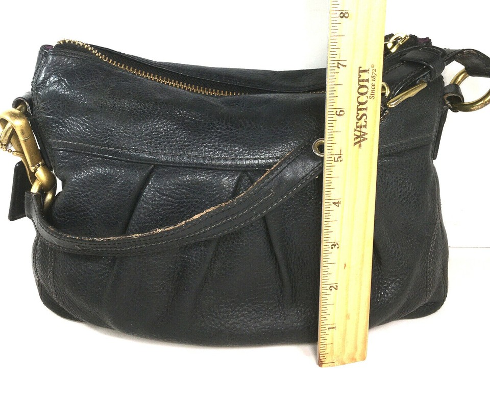 Coach Hampton 12917 Black Leather Shoulder Bag – Distressed | eBay