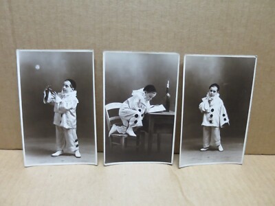 PIERROT ensemble de 3 cartes photos enfant en costume de Pierrot gros ...