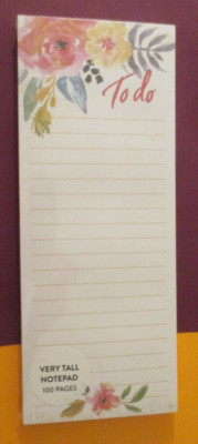 TO DO Floral PINK Flowers VERY TALL Lined Paper Magnetic NOTE PAD ...