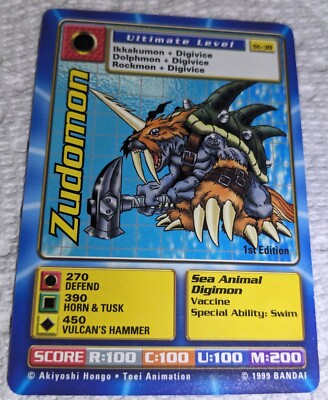 Digimon Cards - 1999 Digi-Battle 1st Edition Zudomon ST-38 | eBay