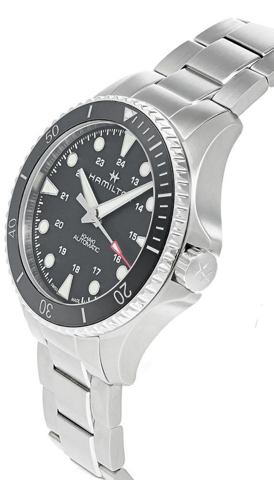HAMILTON KHAKI NAVY SCUBA AUTO SS 43MM BLK DIAL MEN'S WATCH H82515130 ...