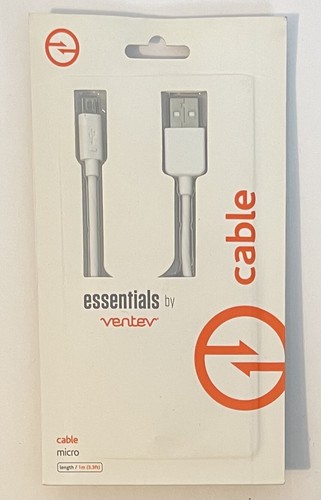 Essentials By Ventev Micro USB Universal Charging Cable 3.3 Feet White | eBay