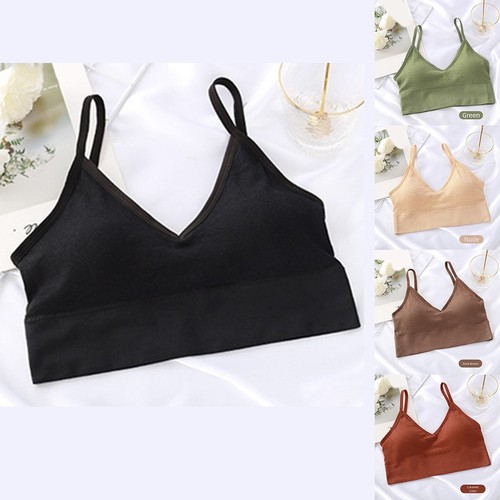Casual Womens Vest Bra Halter Top Backless With Chest Cushion Nylon ...