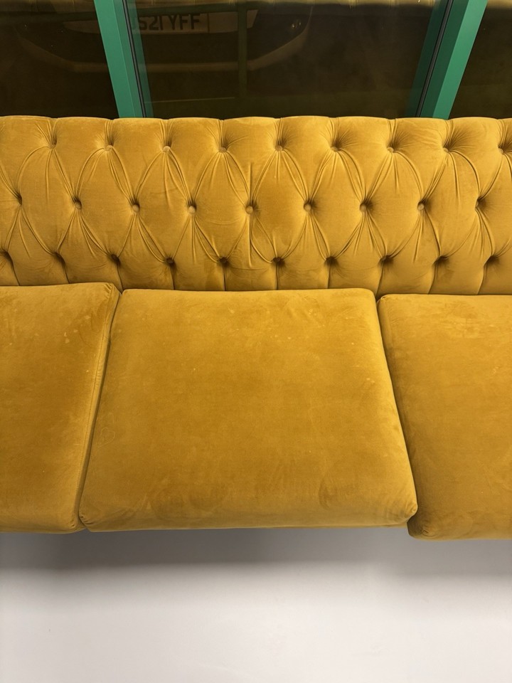 3 Seater and 1 Seater Mustard Sofa Chesterfield Suite | eBay UK