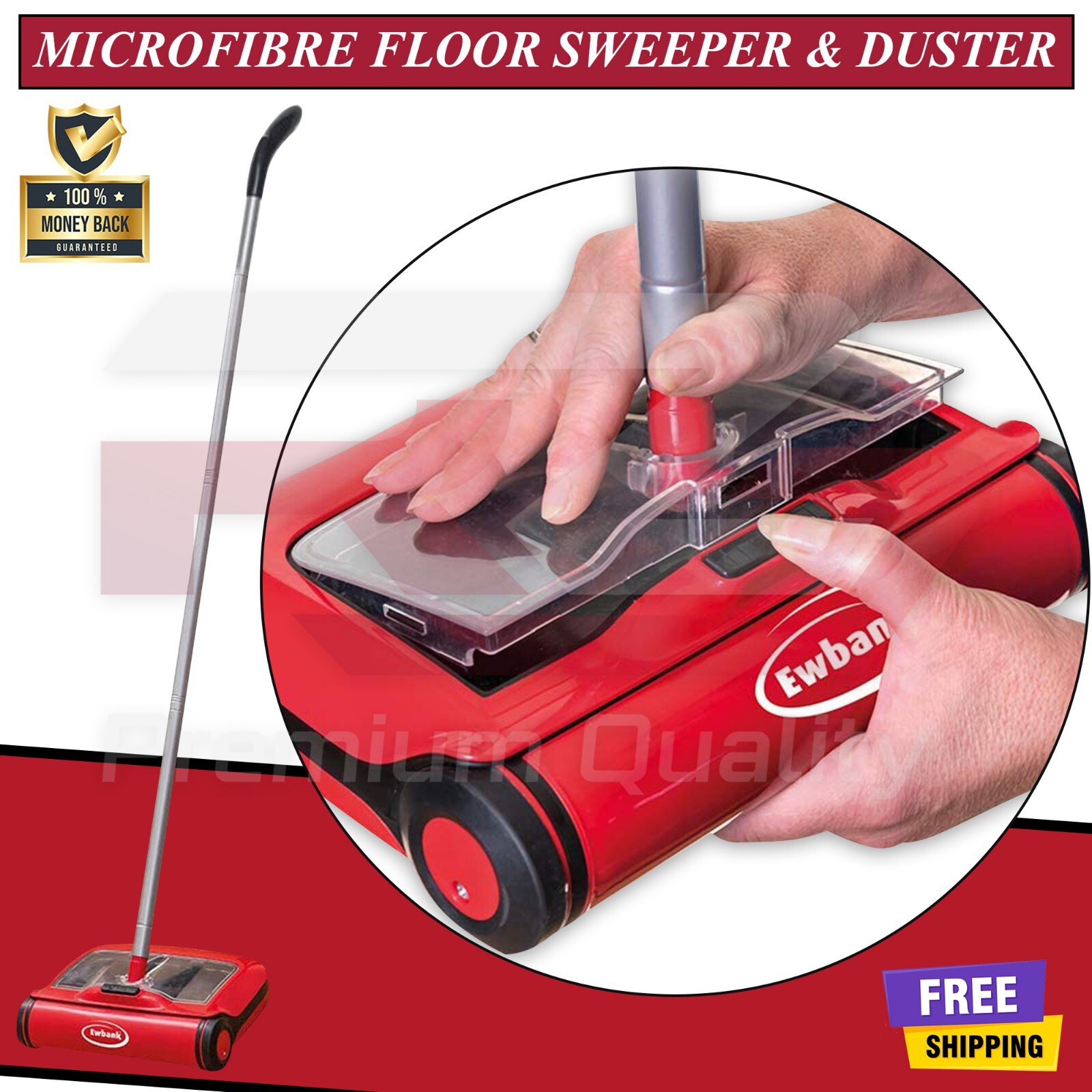 Ewbank MICROFIBRE Manual Cordless Sweeper & Duster Cleaning Hard Floor ...