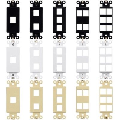 Keystone Decora Wall Plate Insert 1 2 3 4 6 Port Hole Cat6 5e Black ...