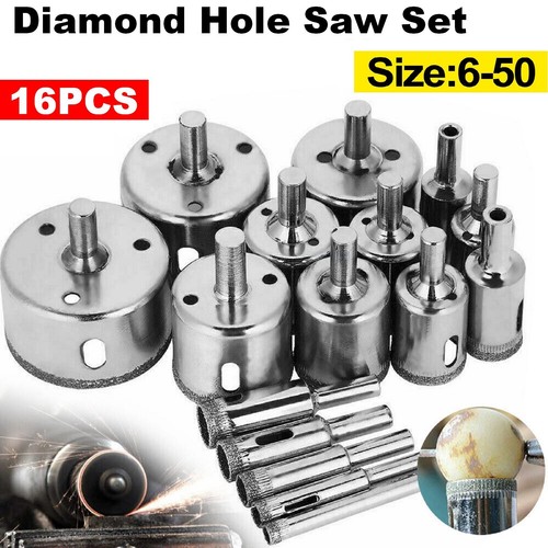 Diamond Hole Saw Set Holes Cutter Saw Drill Bit Tile Glass Marble ...