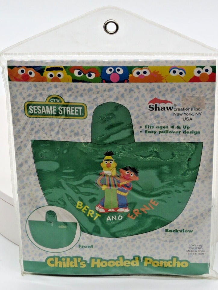 Sesame Street Bert And Ernie Hooded Rain Poncho fits ages 4 and up | eBay