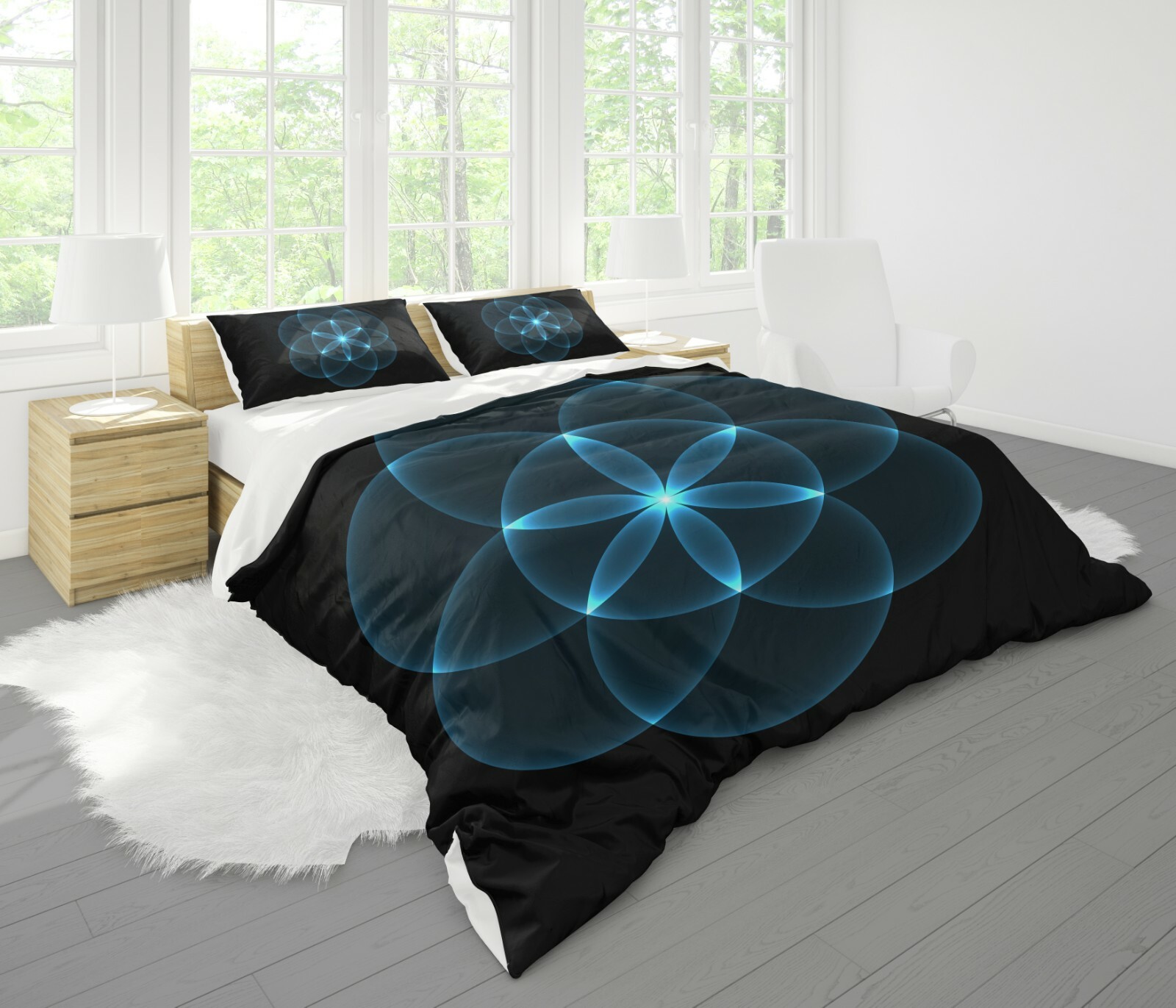 Flower of life Comforter or Duvet Cover sacred geometry bedding ...