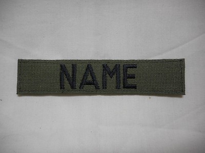 CUSTOM EMBROIDERED OD GREEN NAME TAPE, NEW, 5 INCH LENGTH, WITH HOOK ...
