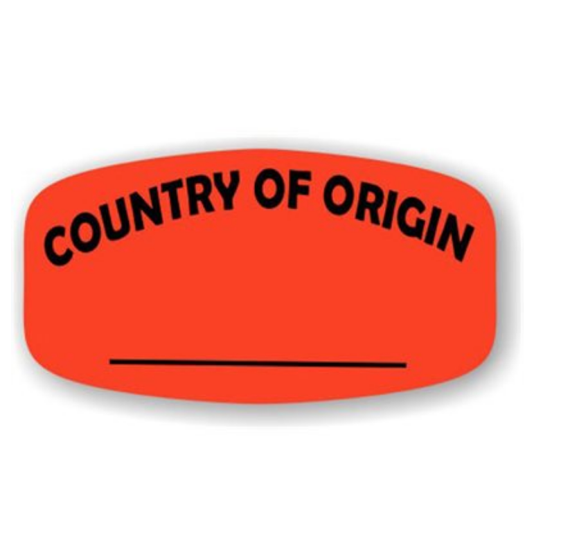 1000 each Country of Origin FOOD MERCHANDISE LABELS 1.25" x .625" ROLL ...