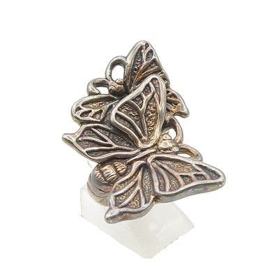 925 Sterling Silver Vintage Dark Tone Butterflies Band Ring Sz 7 ...