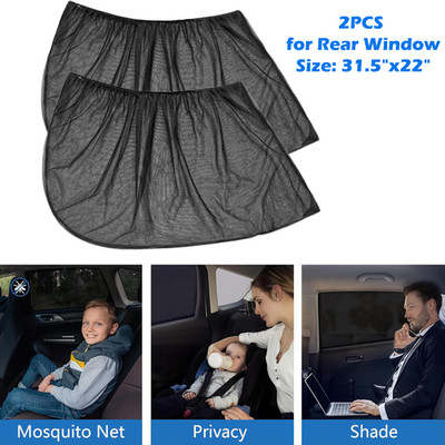 Car Rear Window Sun Shades Breathable Mesh UV Sun Block Cover 31.5" x ...
