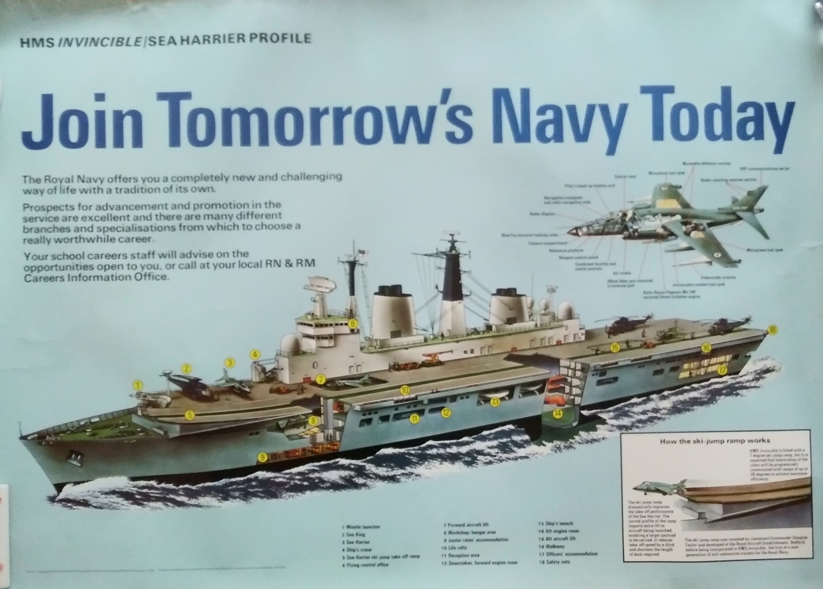ROYAL NAVY ship HMS INVINCIBLE 1979 colour poster print 30 x 20 inch ...