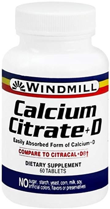 Windmill Calcium Citrate Plus Vitamin D Tablets - 60 Ea () Supplement ...