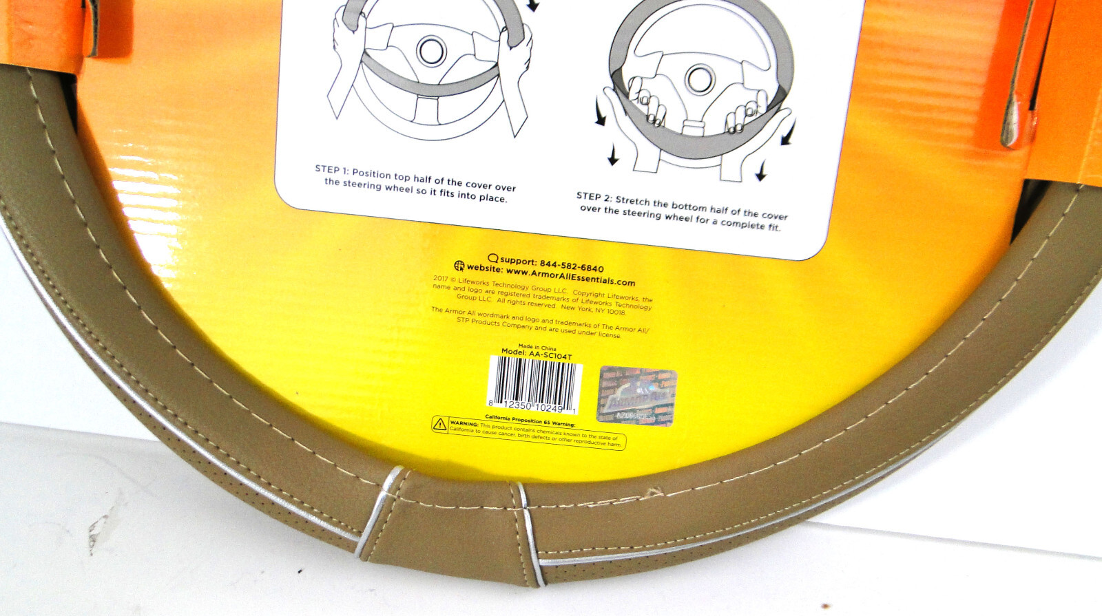 Armor All PremiumSoft Touch Sport Steering Wheel Cover TAN w/Silver 14. ...