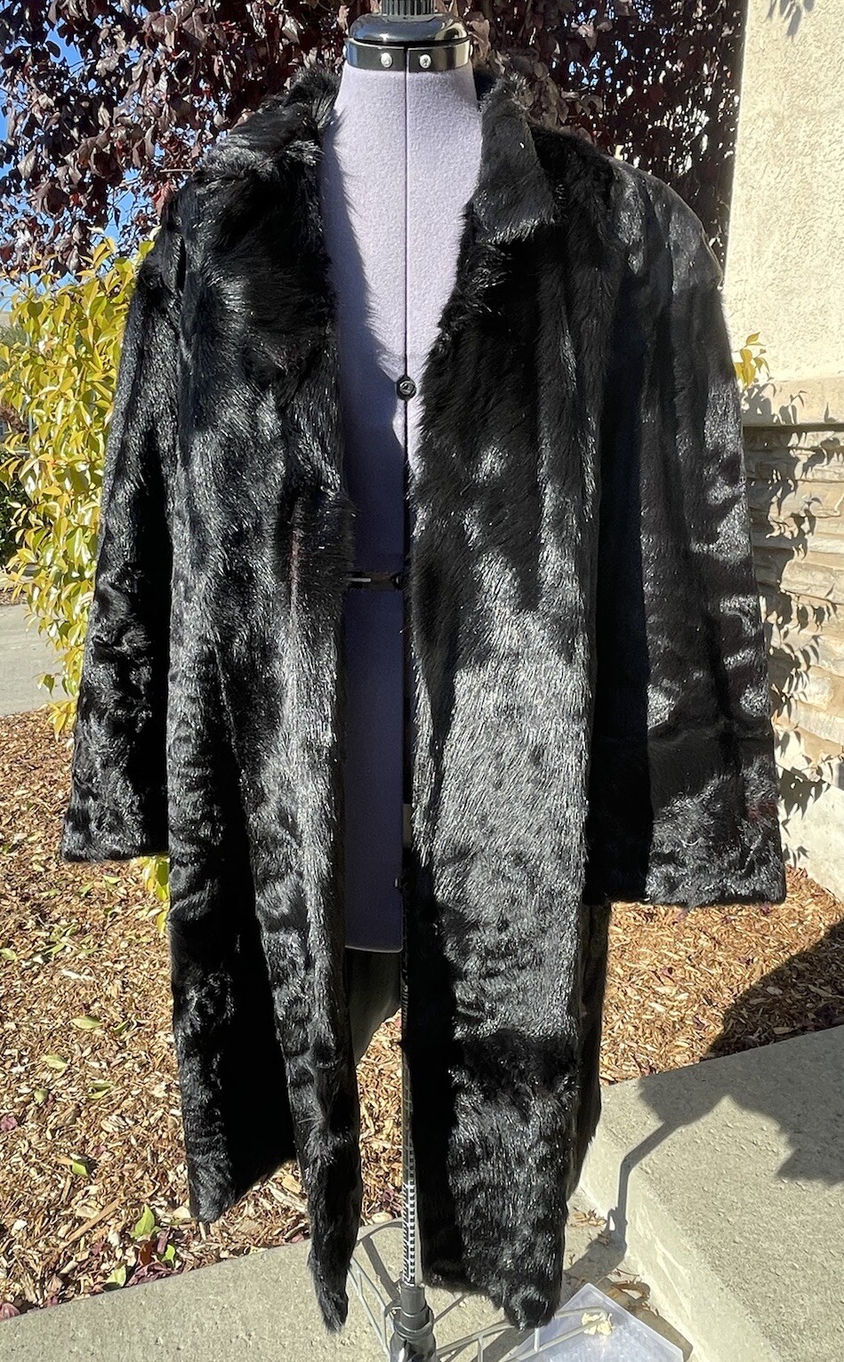 Vintage Black Calf Pony Hair Fur Hide Long Coat Leath… - Gem