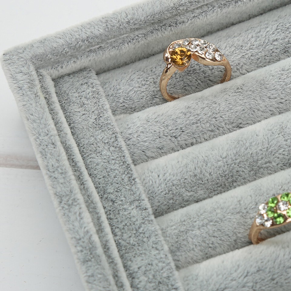 US 1 Pc Velvet Jewelry Ring Display Organizer Tray Holder Earring ...