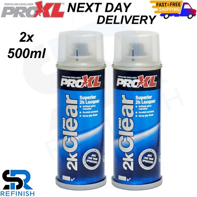 2x PRO XL CLEAR 2K LACQUER AEROSOL SPRAY PAINT - 500ML - PROXL | eBay UK