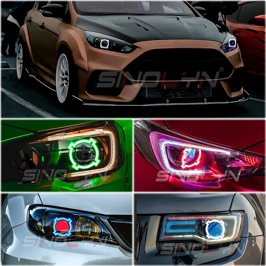 X Shape RGB LED Halo Light Rings Bluetooth APP Angel Eyes DRL For ...