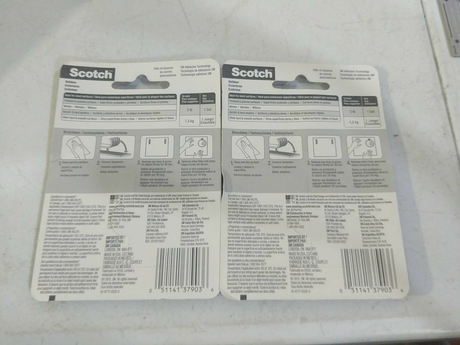 Scotch RF5731 Outdoor Fasteners 2 Sets of Strips 1" X 3" Black for sale ...