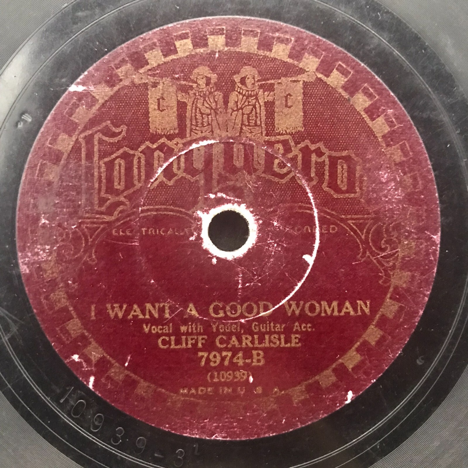 Guitar Blues/I Want A Good Woman by Cliff Carlisle (Conqueror 7974) 78 ...