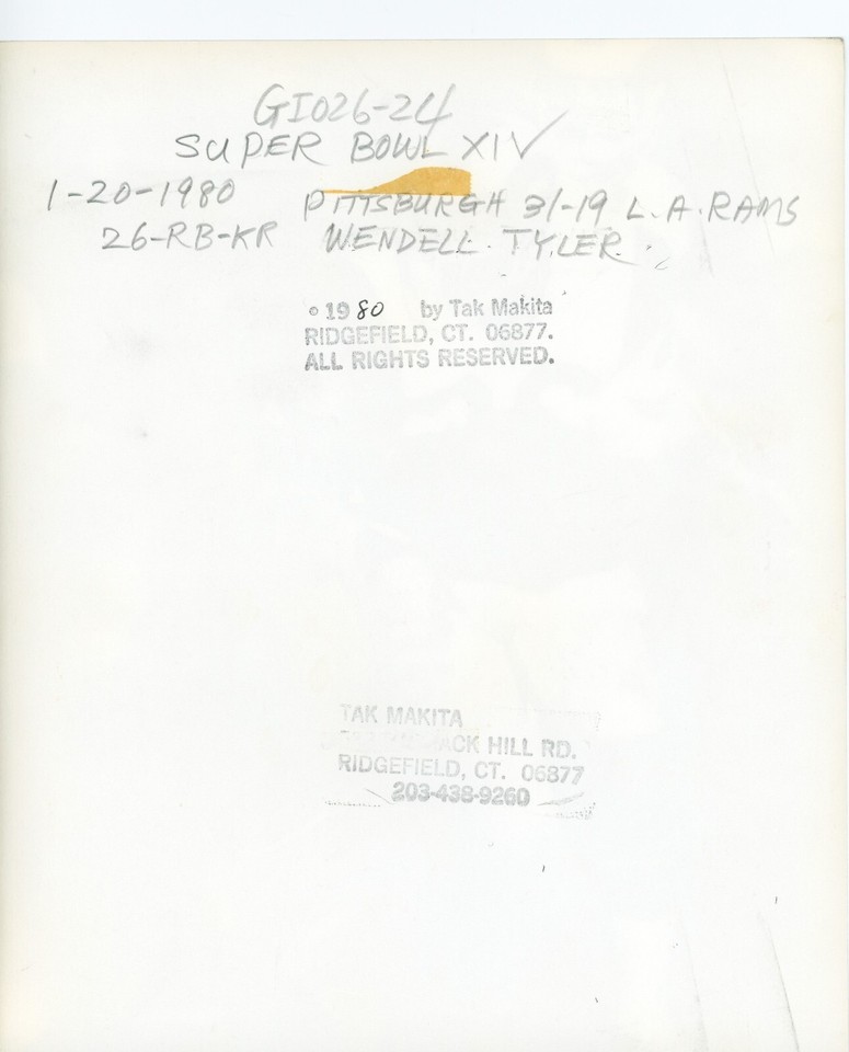 WENDELL TYLER - LA RAMS - SB-XIV - Type 1 NFL 8x10 B&W Press Photo 4.8b ...