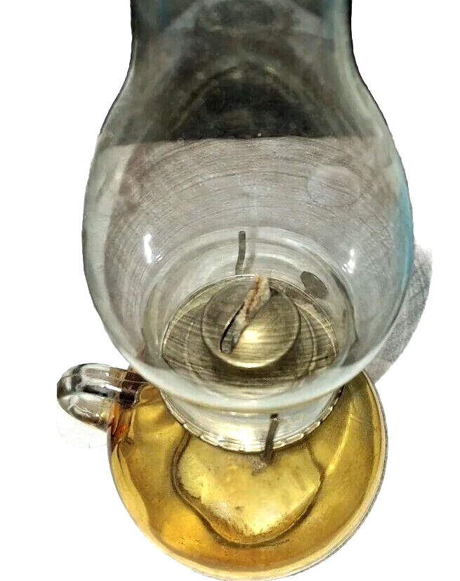 Antique Amber Glass Oil Lamp with Handle And Chimney | eBay