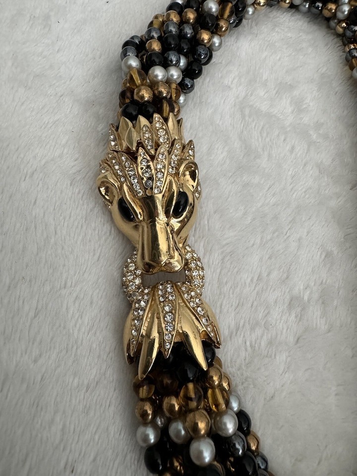 Gorgeous Vintage Ciner Beaded Lion Clasp Necklace | eBay