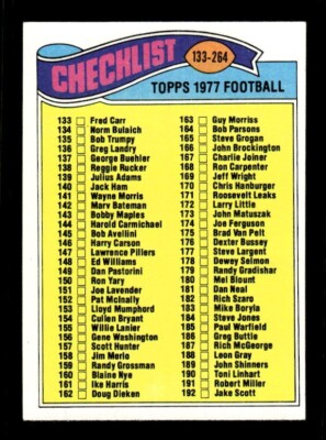 1977 TOPPS FOOTBALL CHECKLIST #256 133-264 - NM - EXACT SCAN | eBay