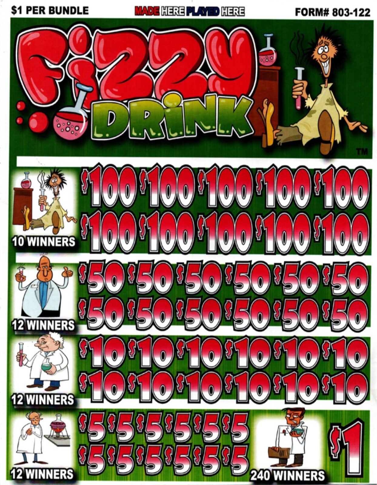 Fizzy Drink Pull Tab Game Entertainment Only FREE Ship US Only | eBay