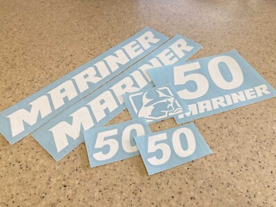 Mariner 50 Vintage Outboard Motor Decal Kit White Vinyl + FREE Shipping ...