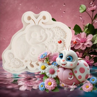 Cartoon Ladybug Flower Silicone Mold DIY Fondant Cake Decorating Tool ...