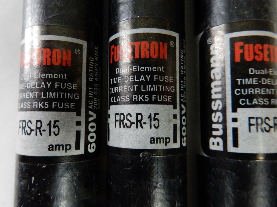 Lot of 3 Bussmann Fusetron FRS-R-15 15AMP 600v Class RK5 Fuse | eBay