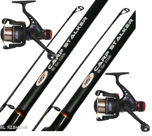 CARP STALKER FISHING RODS X 2 - 8FT 2PC + 2 X CKR30 COARSE FISHING ...