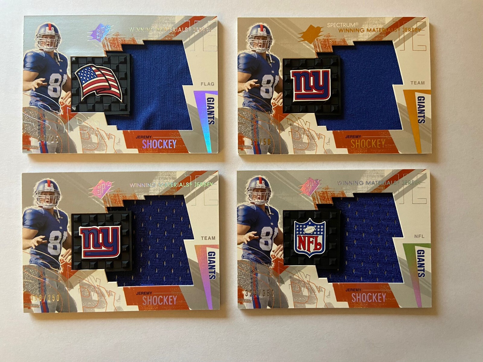 2003 SPX WINNING MATERIALS JEREMY SHOCKEY USA FLAG/TEAM LOGO/NFL SHIELD ...