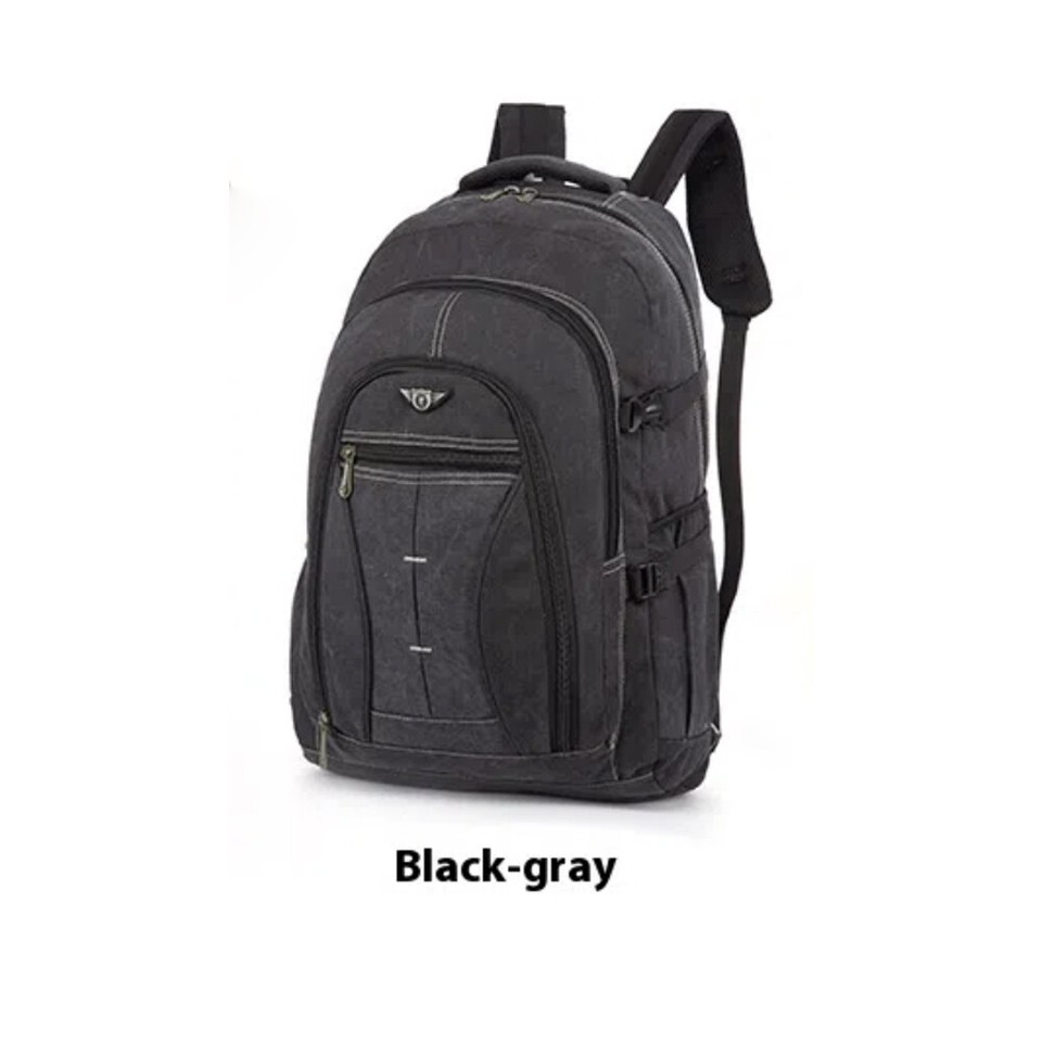 Men's Large Canvas Backpack Durable Travel Rucksack Hiking Haversack ...