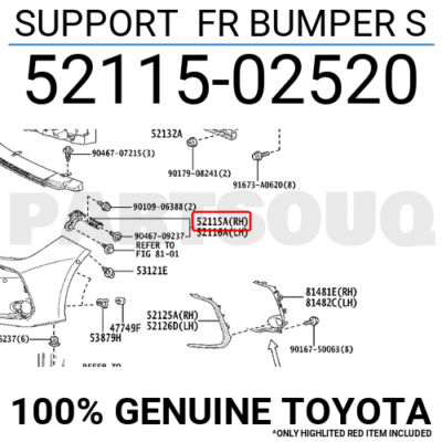 5211502520 Genuine Toyota SUPPORT FR BUMPER S 52115-02520 | eBay