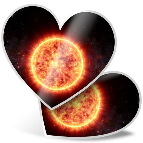 2 x Heart Stickers 7.5 cm - Awesome Sun Star NASA Space Buring #24271 ...