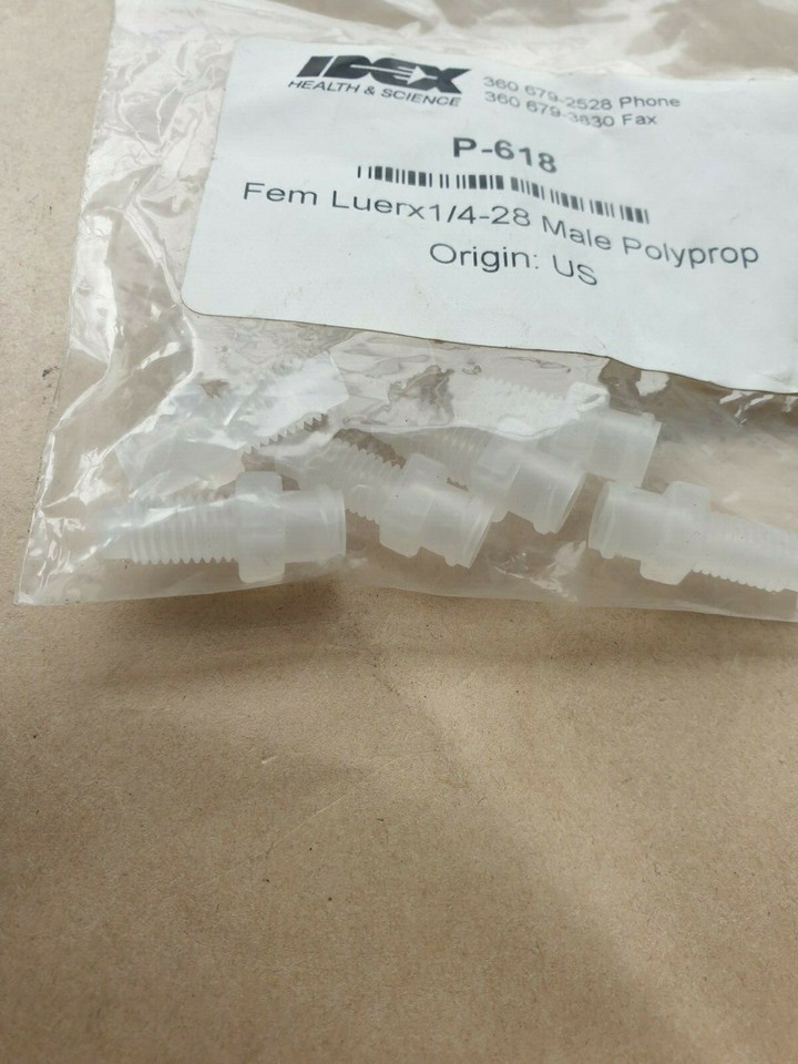 IDEX P-618 FEM LUERX1/4-28 MALE POLYPROP 8/PK (R3S9.6B1) | eBay