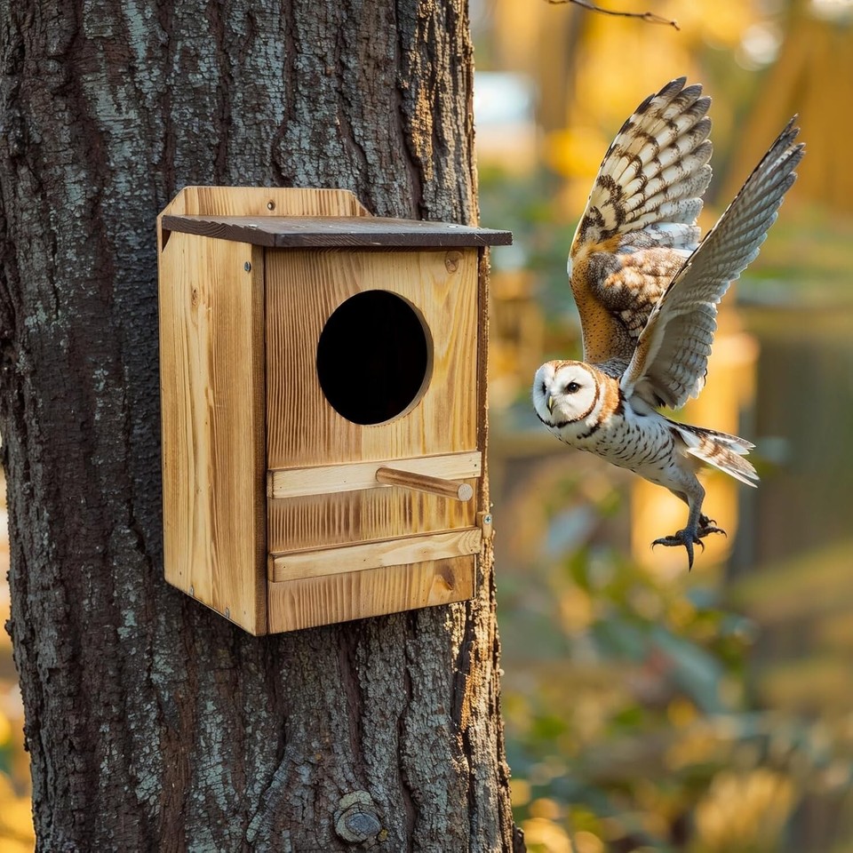 Owl House-Wooden Owl Box Owl Houses for Outdoors Suitable for Barn Owl ...
