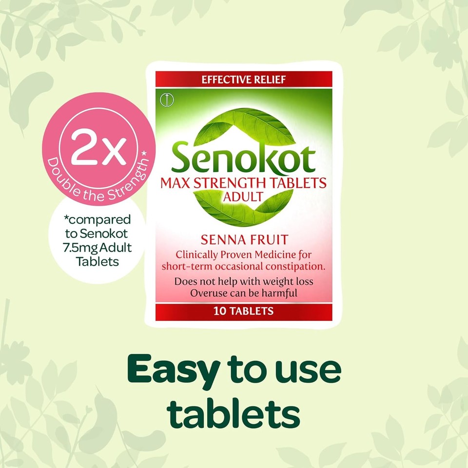 Senokot Max Strength, Senna Fruit, 10 Tablets, Constipation Relief for ...