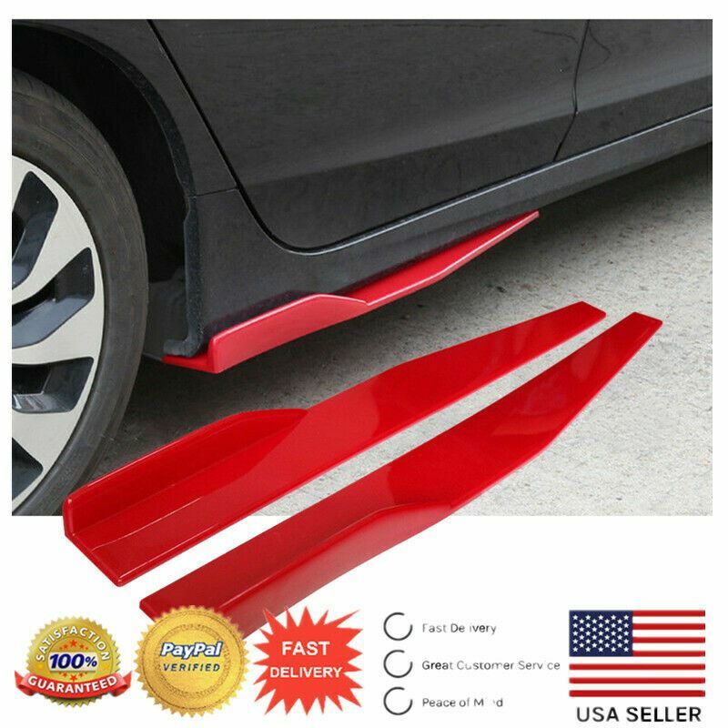 Universal Red Side Skirt Rocker Splitters Spoiler Canard Diffuser ...