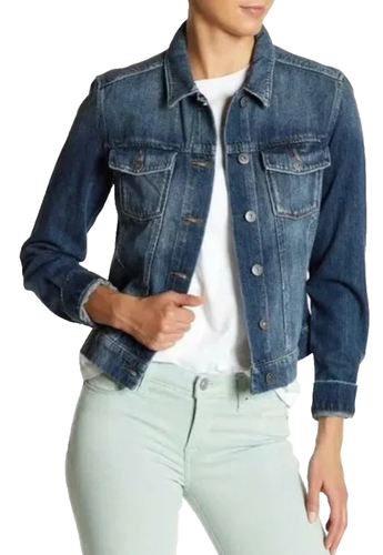 Paige Aveline Soft Cotton Denim Button Front Jean Jacket XS | eBay