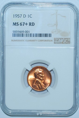 1957 D NGC MS67+RD Red Lincoln Wheat Cent Tied For Finest Registry | eBay