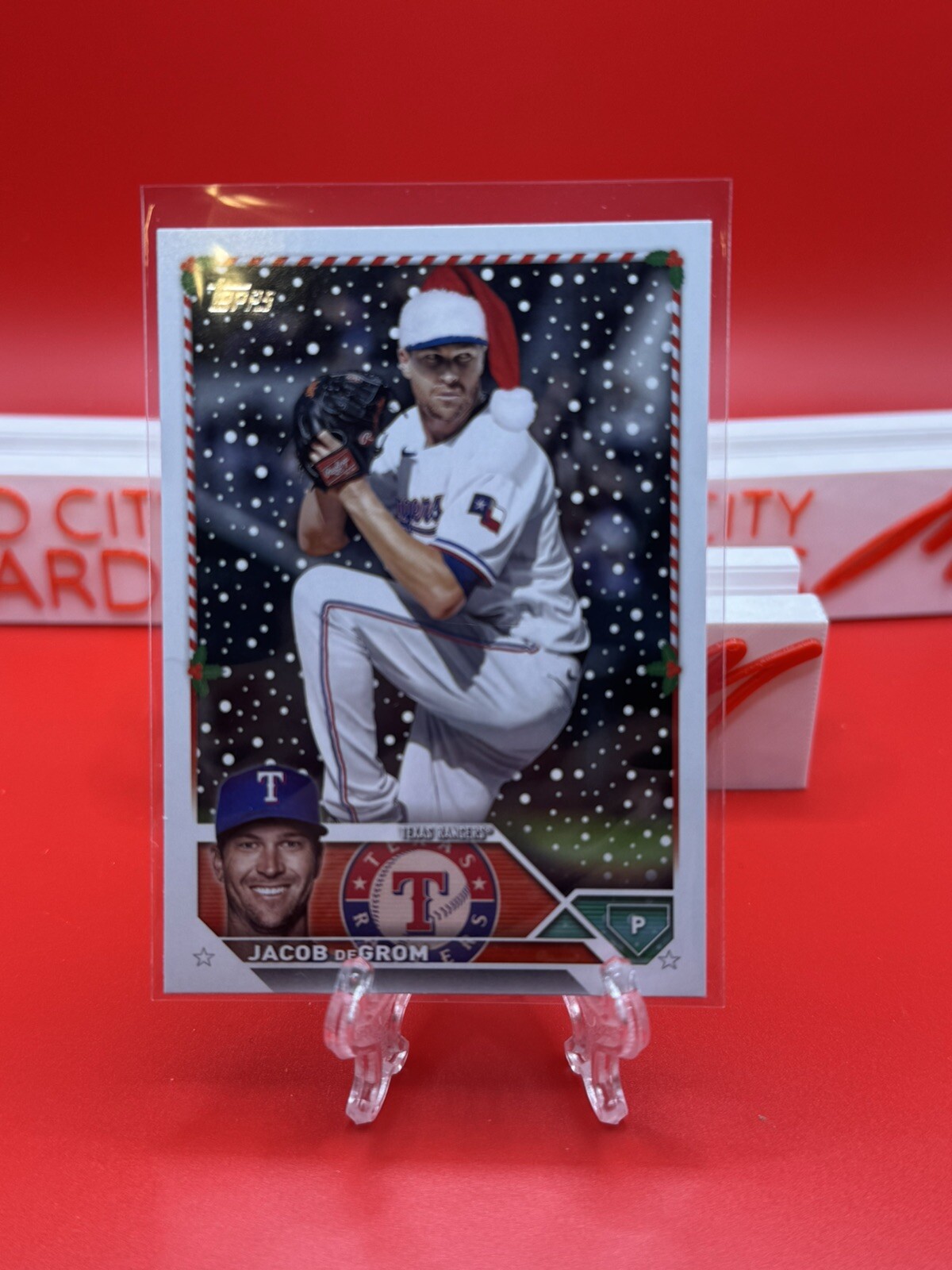 2023 Topps Holiday Jacob DeGrom Santa Hat SP Code 514 Rangers H197 | eBay