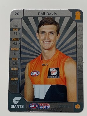 2015 AFL Teamcoach Silver Card 'Phil Davis' GWS Giants #26 | eBay Australia